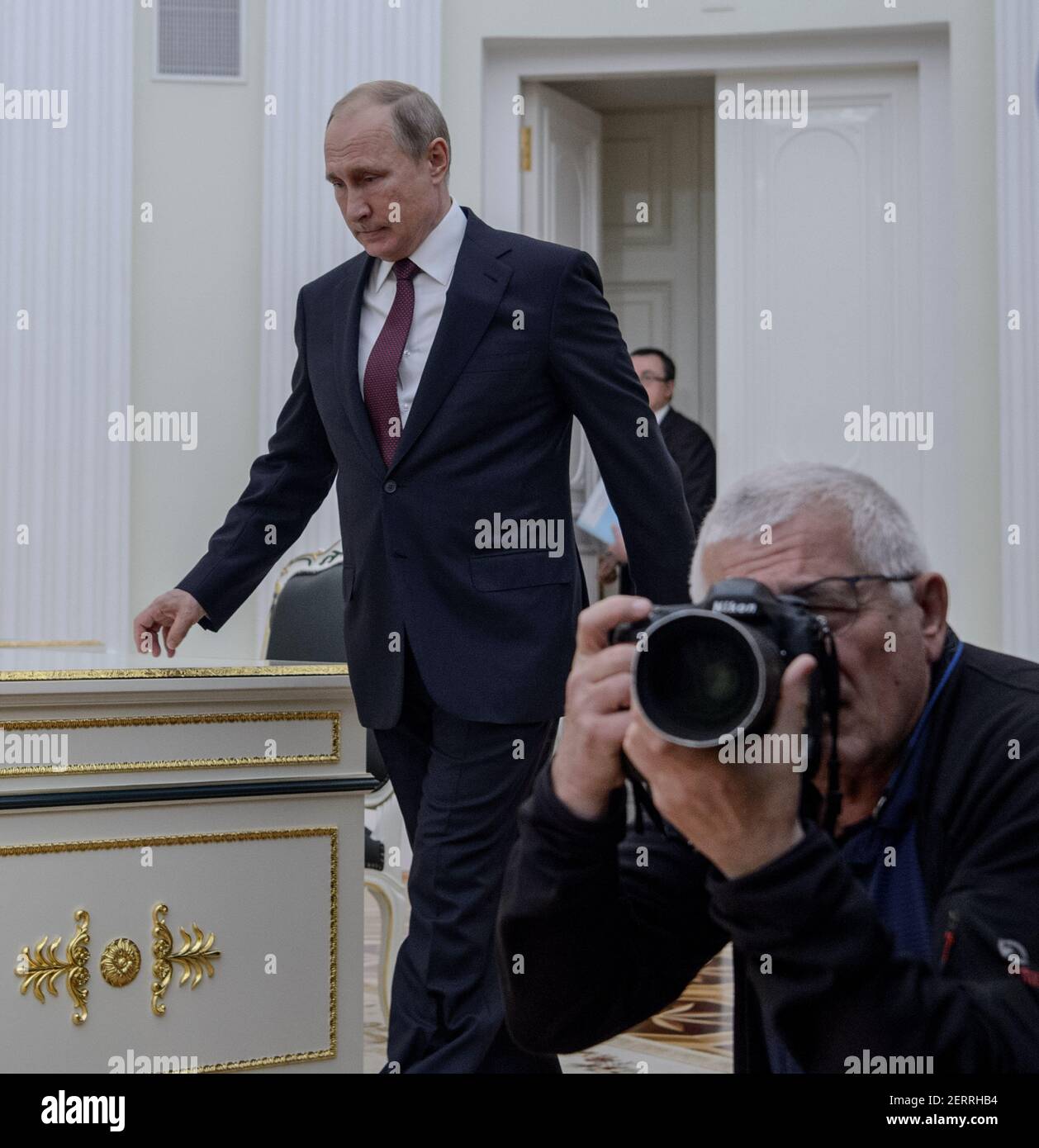 Russian President Vladimir Putin during the meeting with Serbian ...