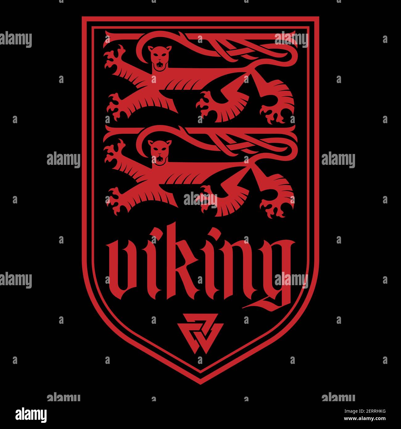 Knightly design. Viking design. Heraldic knight shield with lions Stock ...