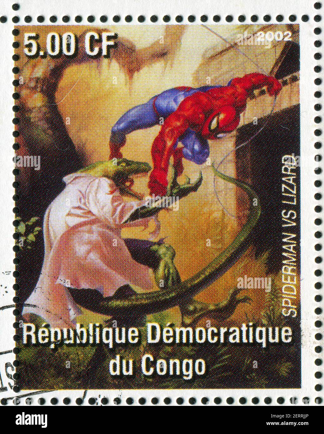 CONGO - CIRCA 2002: stamp printed by Congo, shows Comics character ...