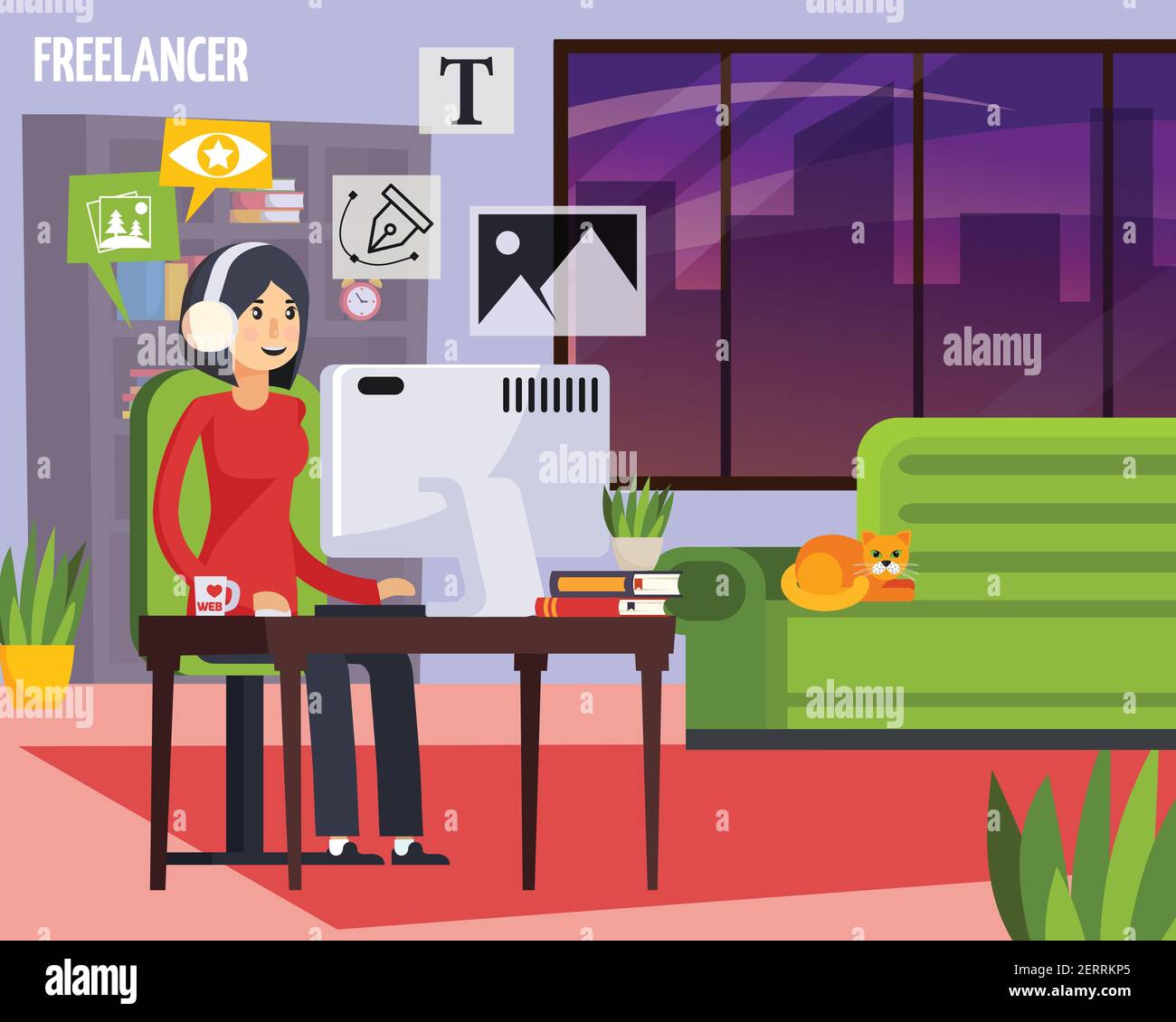 Freelancer working photo Stock Vector Images - Alamy
