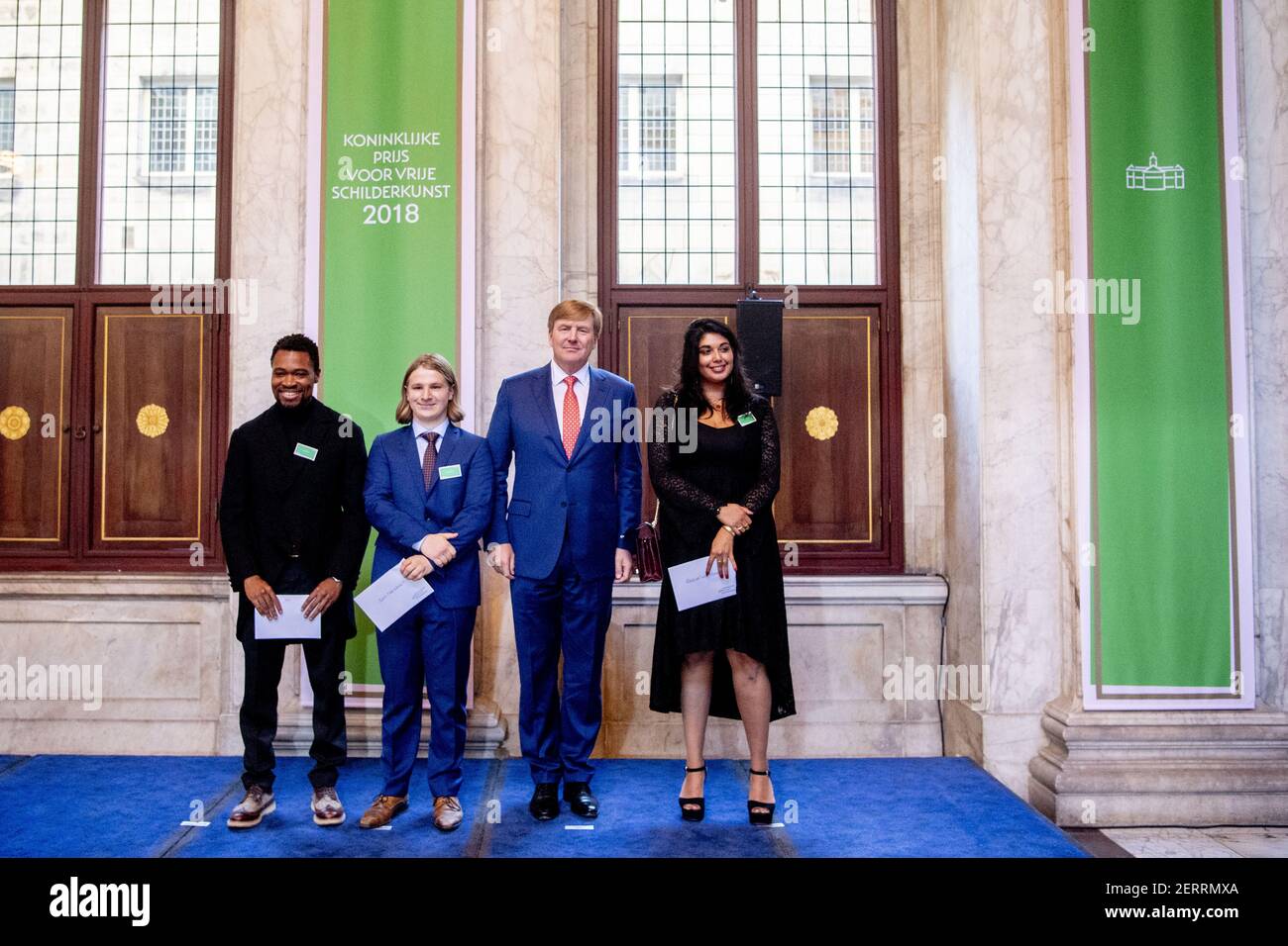 AMSTERDAM - King Willem-Alexander with artist Raquel van Haver, Sam ...
