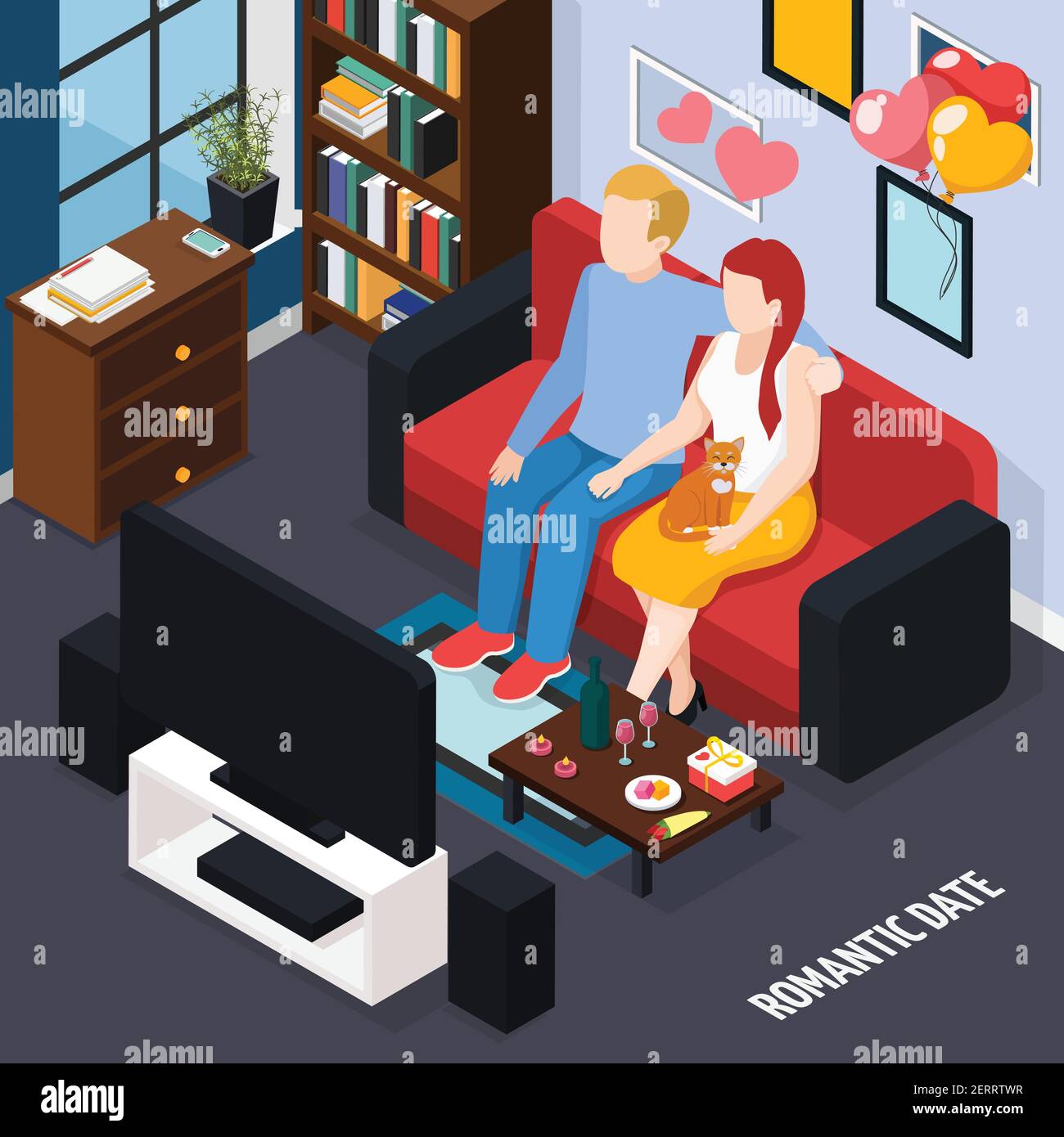Family home tv young Stock Vector Images - Alamy