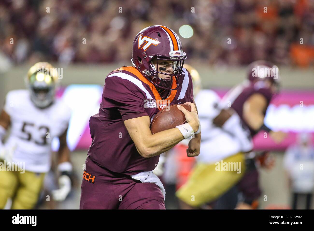 October 6, 2018: Virginia Tech Hokies quarterback Ryan Willis (5) tries ...