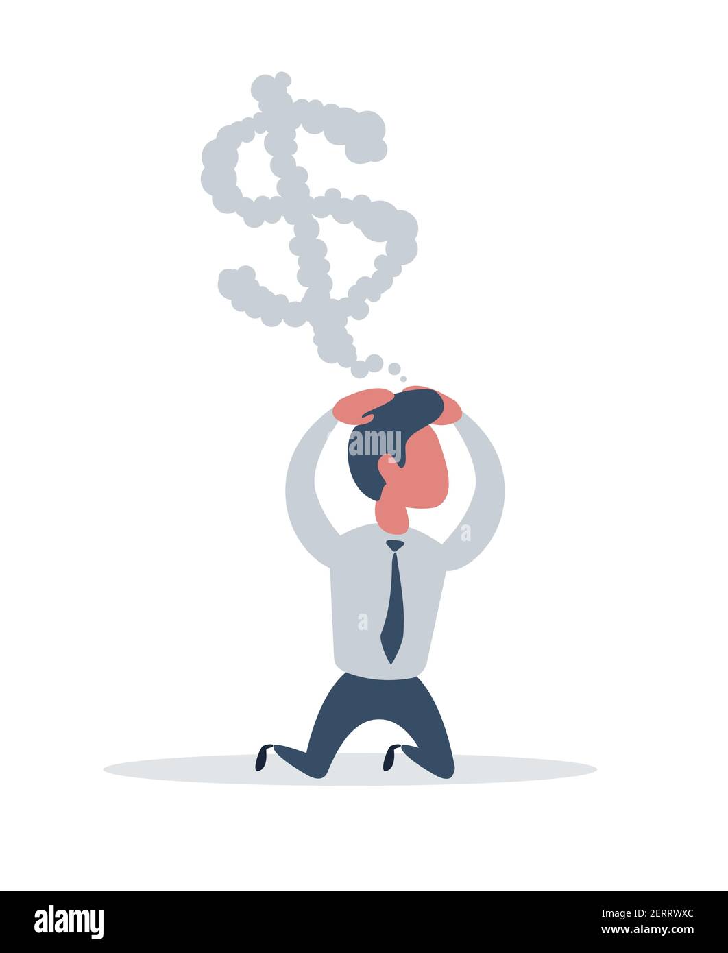 Cartoon illustration businessman thinking money hi-res stock ...