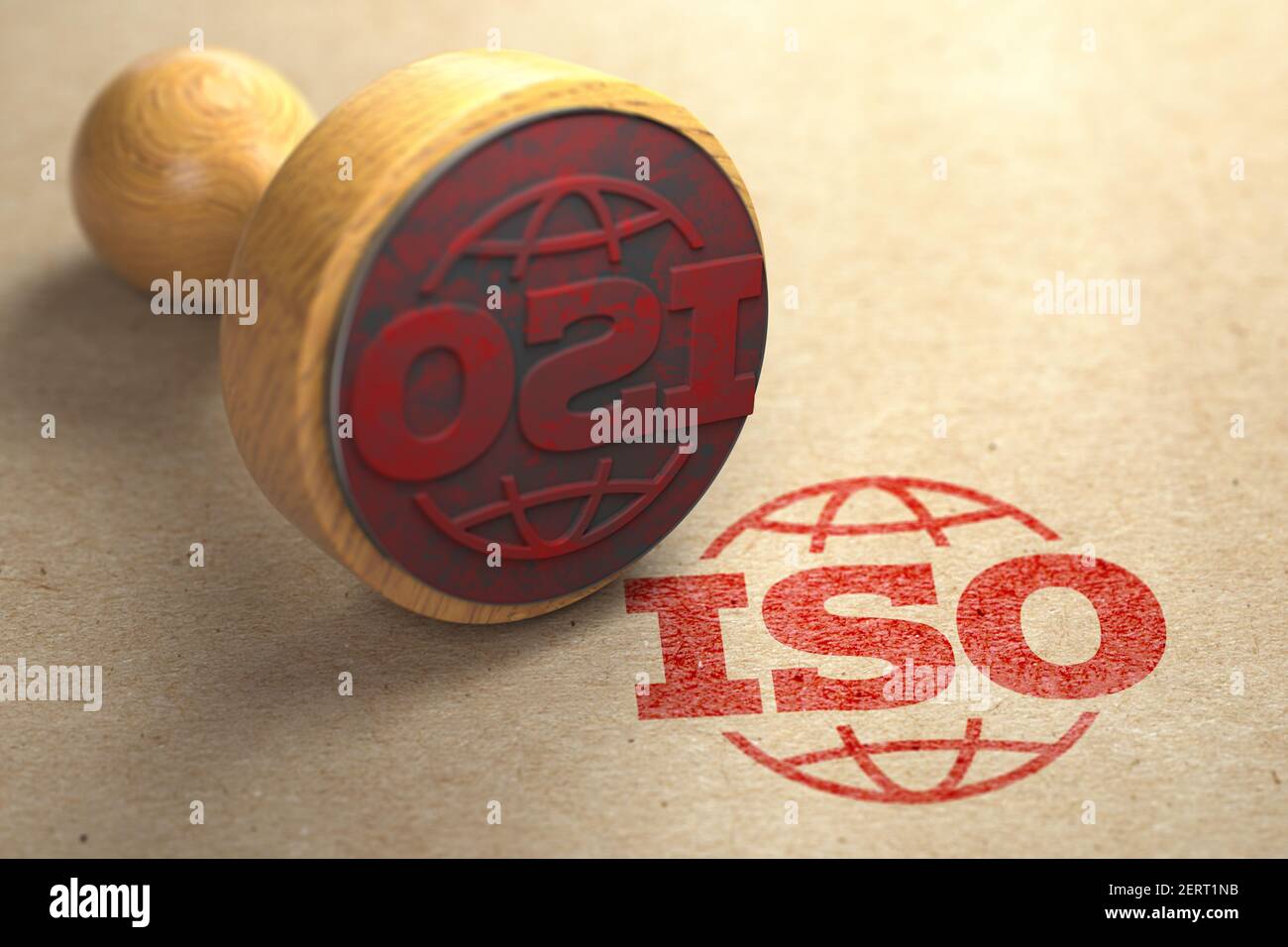 ISO 9001 certified concept. Rubber stamp with the text ISO 9001 on ...