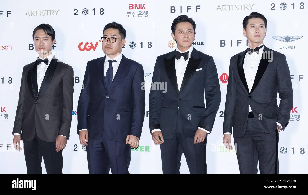 (L to R) South Korean actors Jo Woo-jin, director Kim Sung-hoon, actor ...