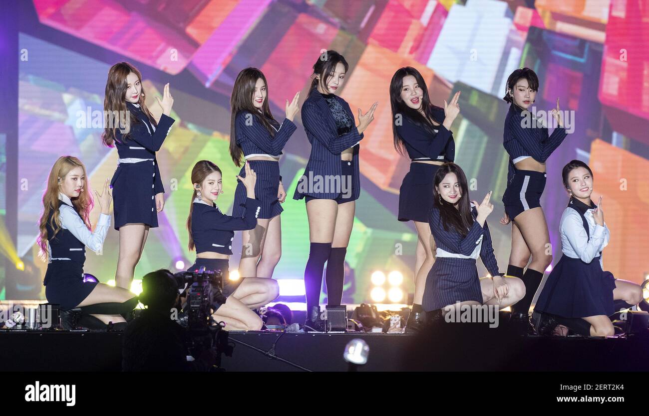 South Korean K-Pop girl group Momoland, performs onstage during the ...