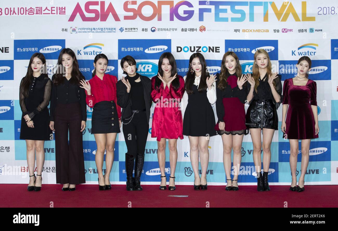 South Korean K-Pop girl group Momoland, attend a photo call for before ...