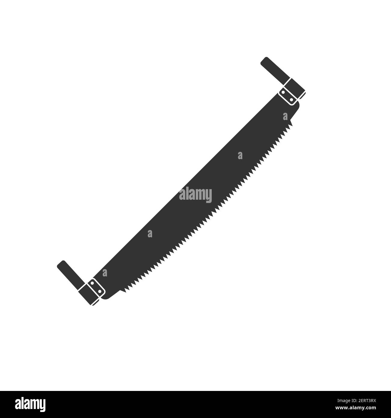 Vector icon of a two-handed saw. A tool with many teeth for sawing wood ...