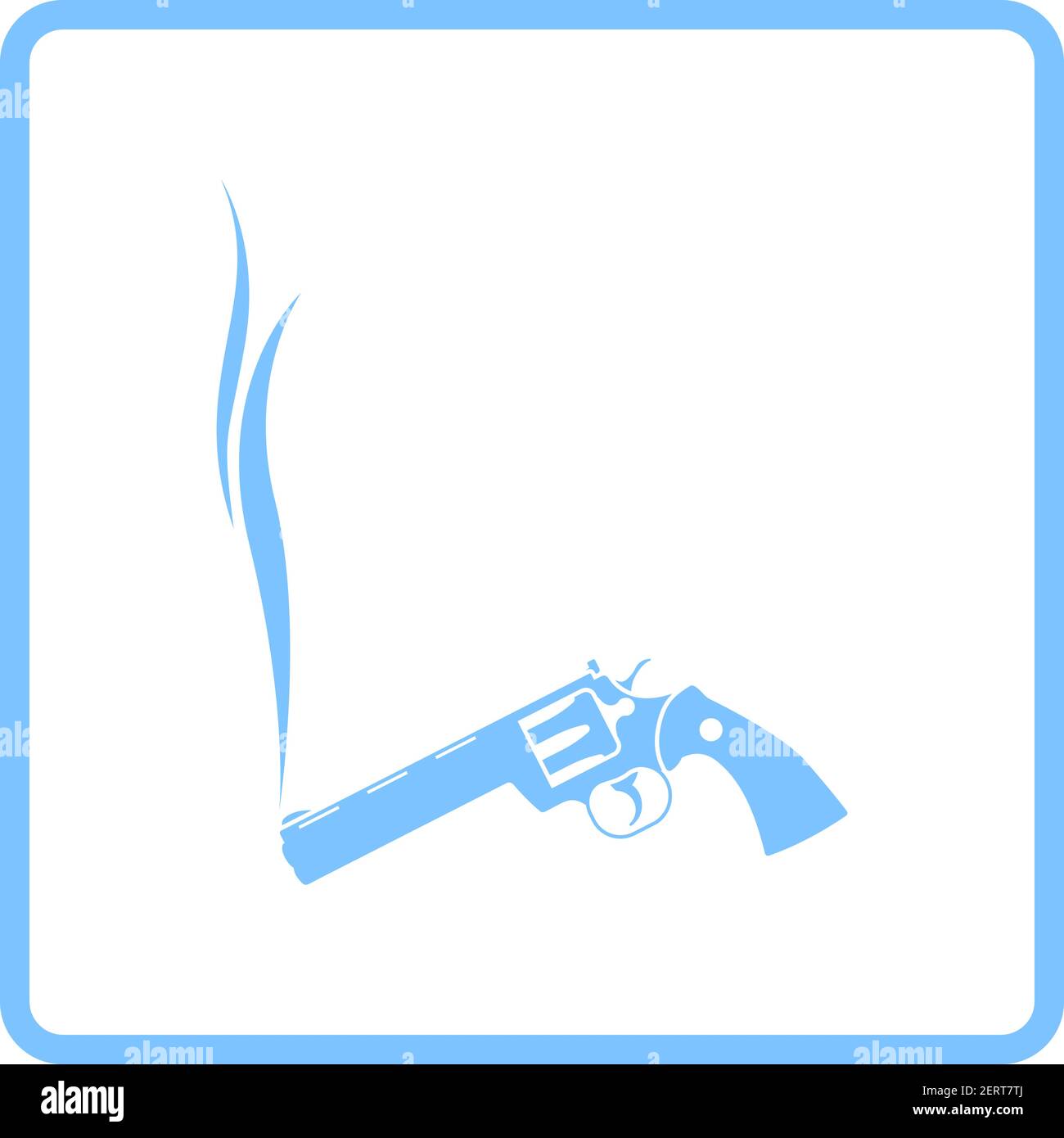 Smoking Revolver Icon. Blue Frame Design. Vector Illustration Stock ...