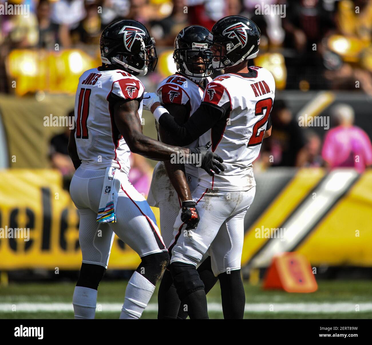 October 7th, 2018: Mohamed Sanu #12, and Julio Jones #11, and Matt Ryan ...