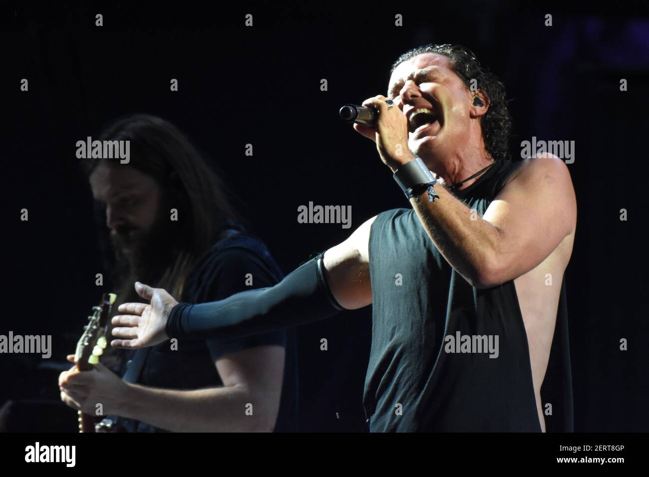 Gavin Rossdale vocalist of British band Bush seen performs on stage as ...