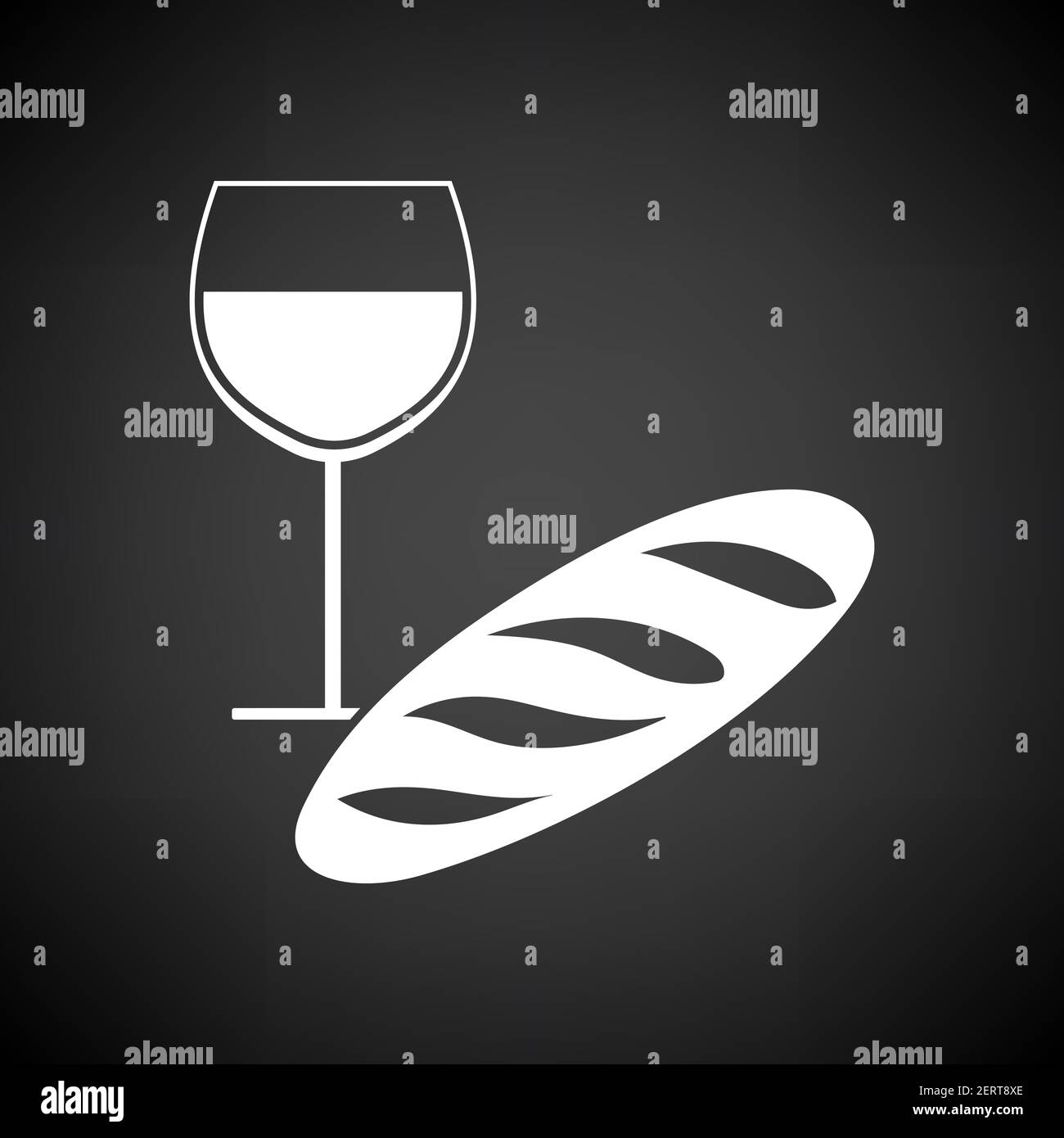 Easter Wine And Bread Icon. White on Black Background. Vector ...