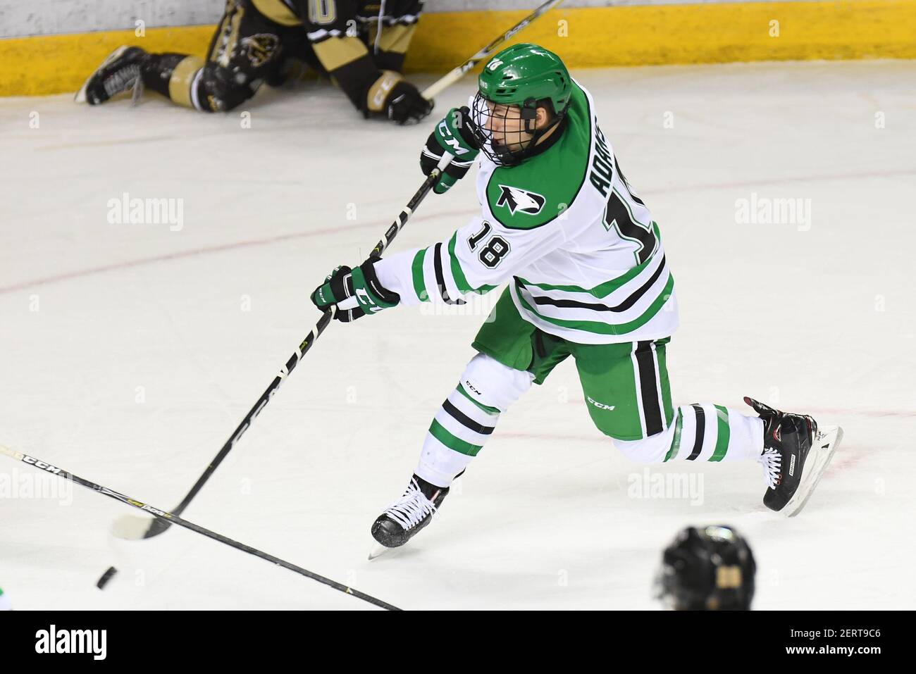 October 6, 2018 North Dakota Fighting Hawks forward Collin Adams (18 ...