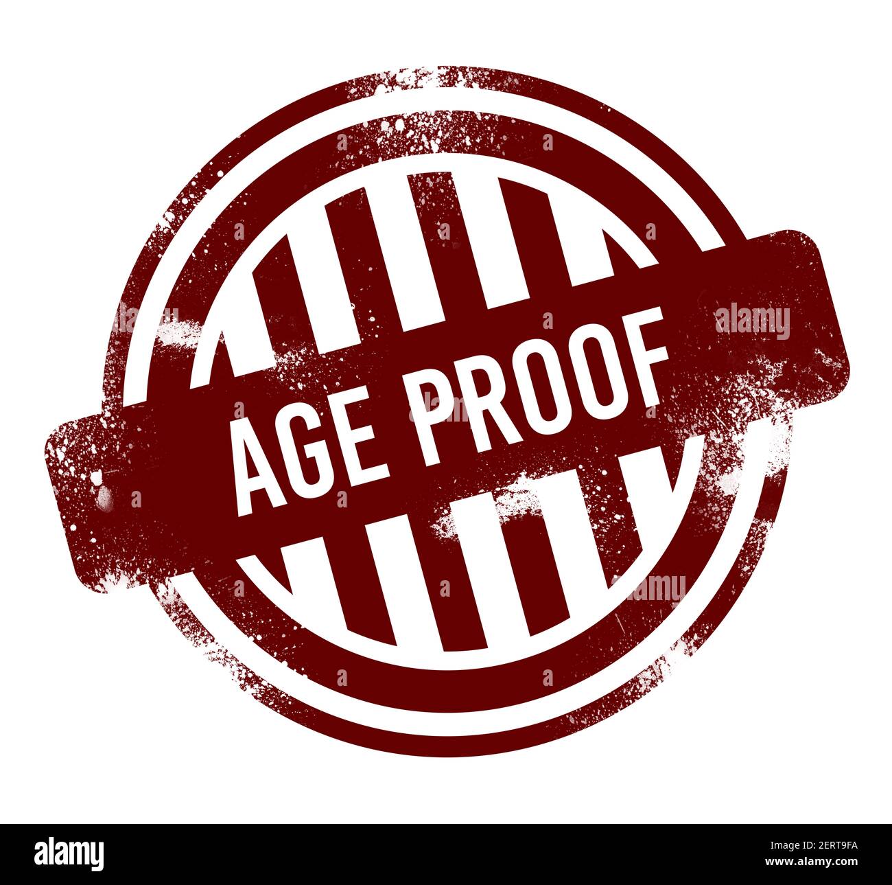 age proof - red round grunge button, stamp Stock Photo - Alamy