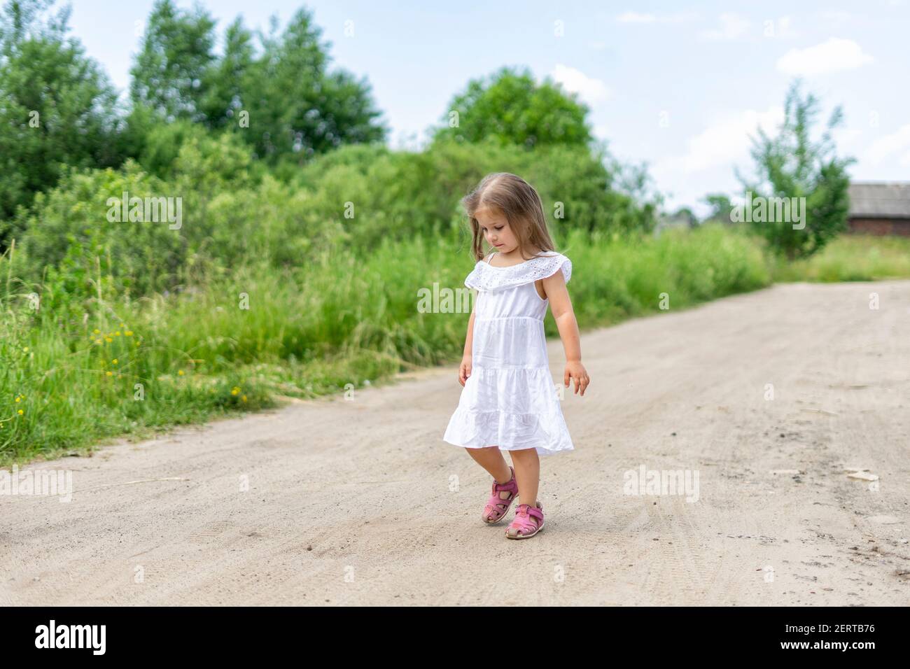 Sad Little Girl Walking