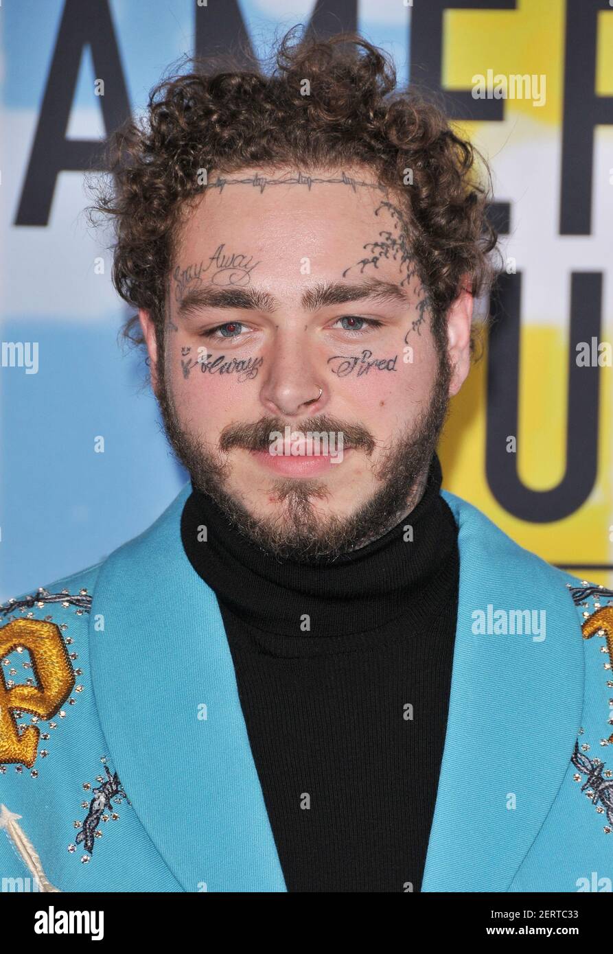 Post Malone at the 2018 American Music Awards held at Microsoft Theater ...