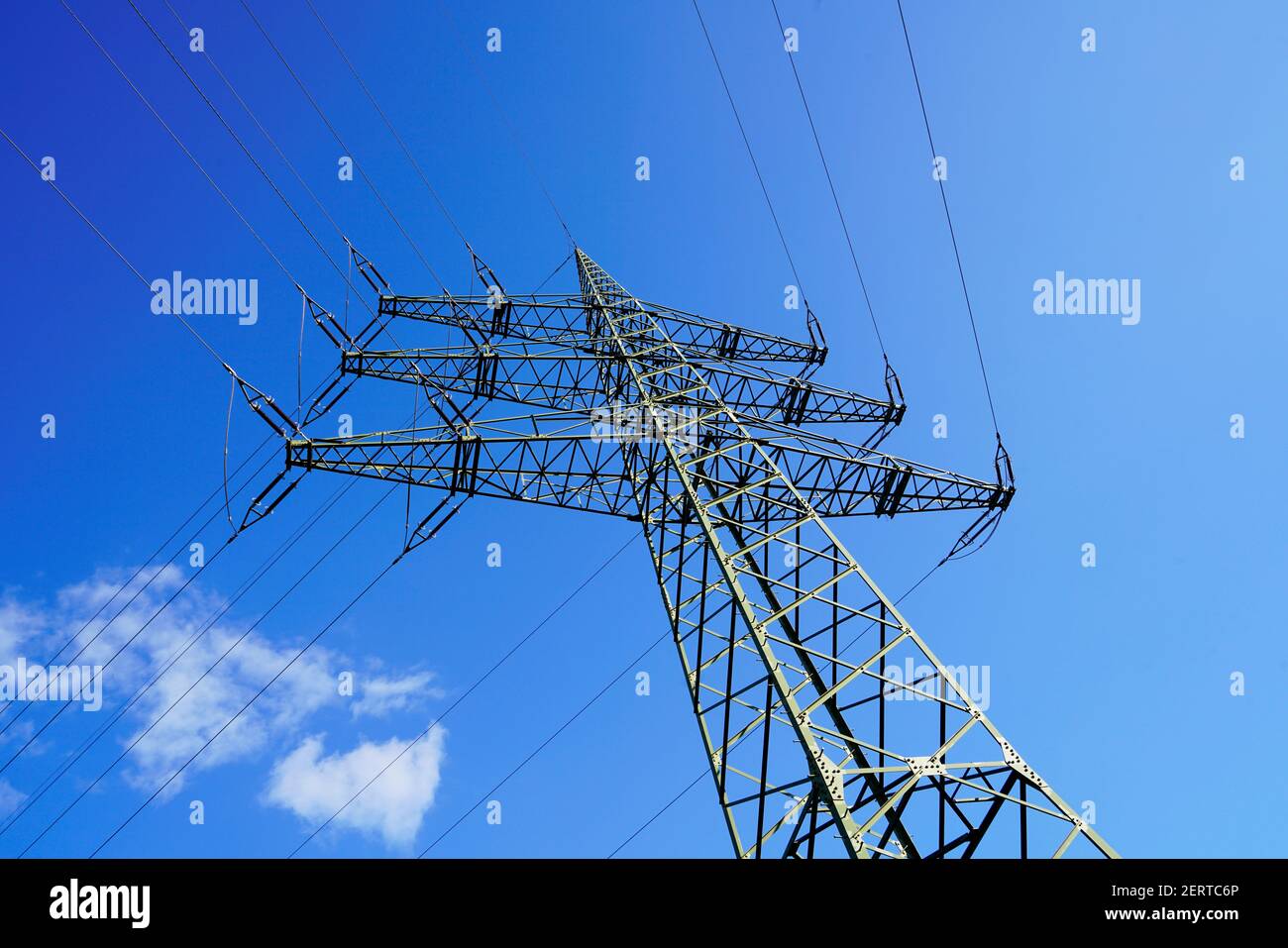 Above ground power line for energy supply. Power pole Stock Photo - Alamy