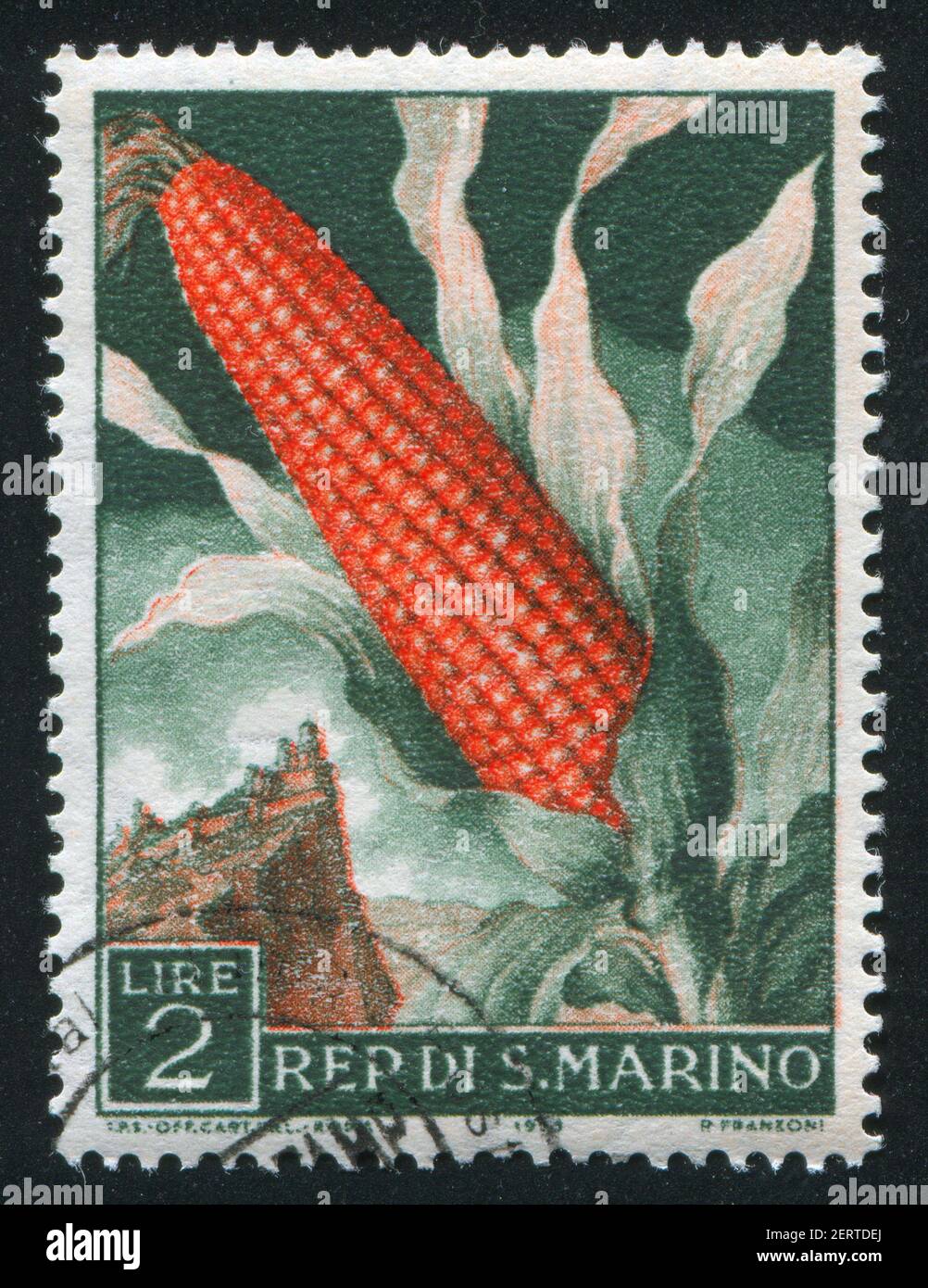 SAN MARINO - CIRCA 1958: stamp printed by San Marino, shows Corn, circa ...