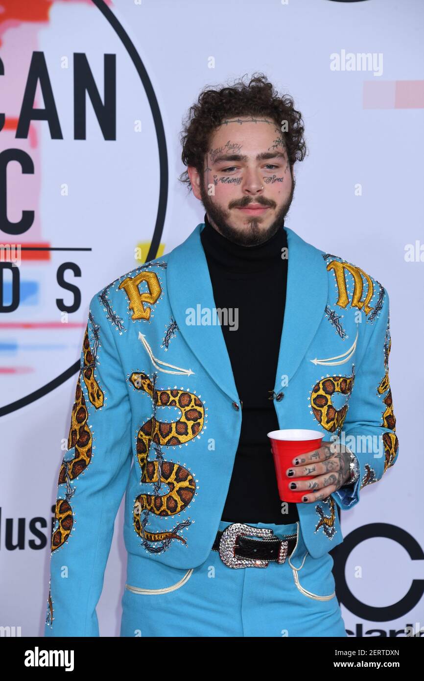 Post Malone attends the 2018 American Music Awards, held at the ...
