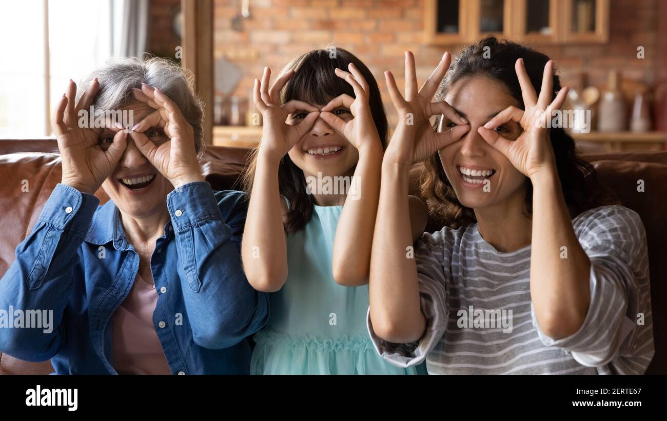 Portrait of happy three generations of women have fun Stock Photo - Alamy
