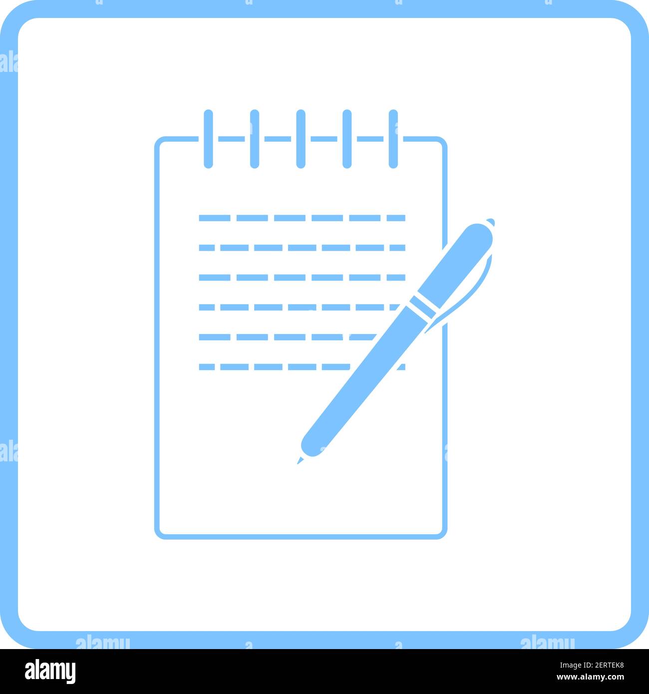 Notebook With Pen Icon. Blue Frame Design. Vector Illustration Stock ...