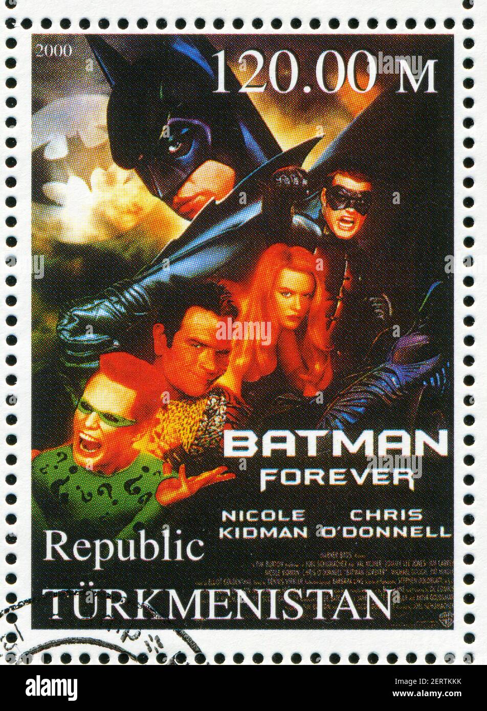 TURKMENISTAN - CIRCA 2000: stamp printed by Turkmenistan, shows Batman ...