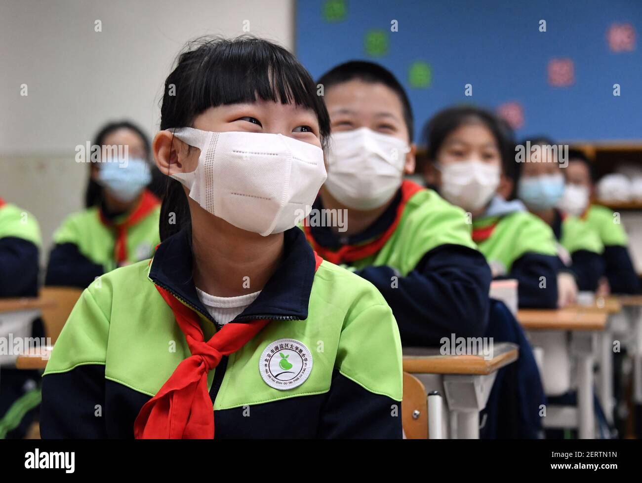 Beijing, China. 1st Mar, 2021. Students have class at Beijing Taipinglu ...