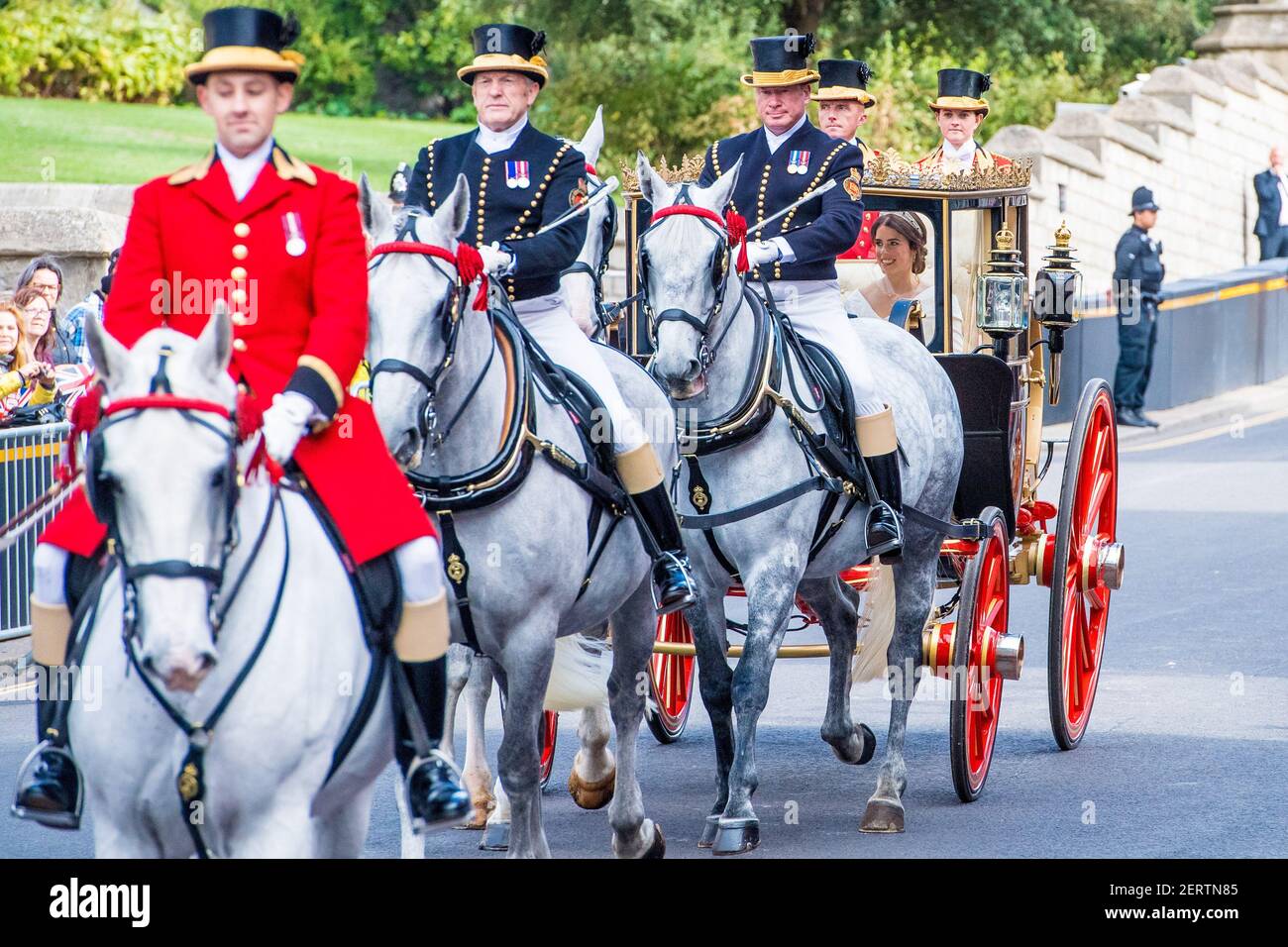 Princess Eugenie during the carriage procession after their royal ...