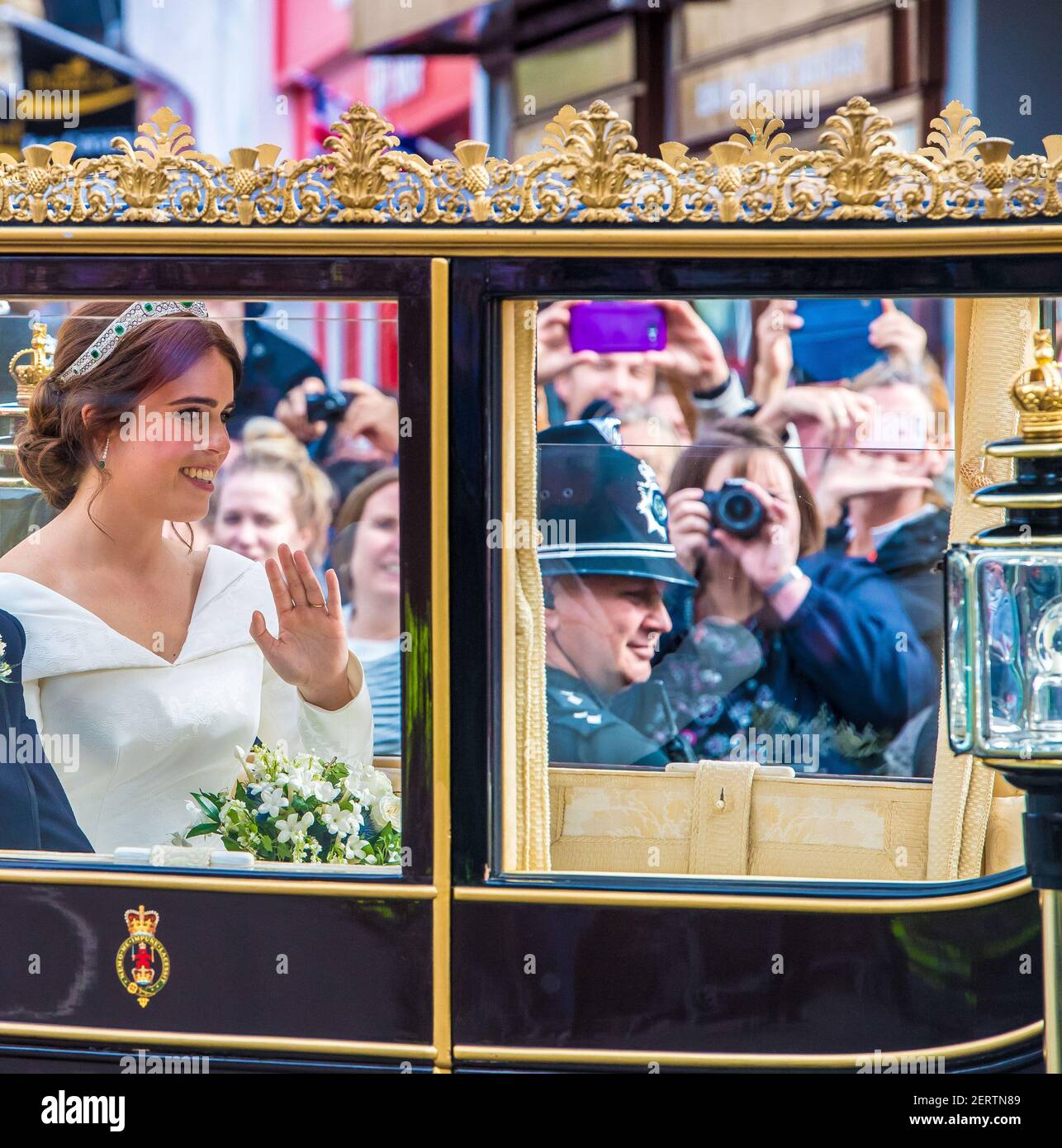 Princess Eugenie during the carriage procession after their royal ...