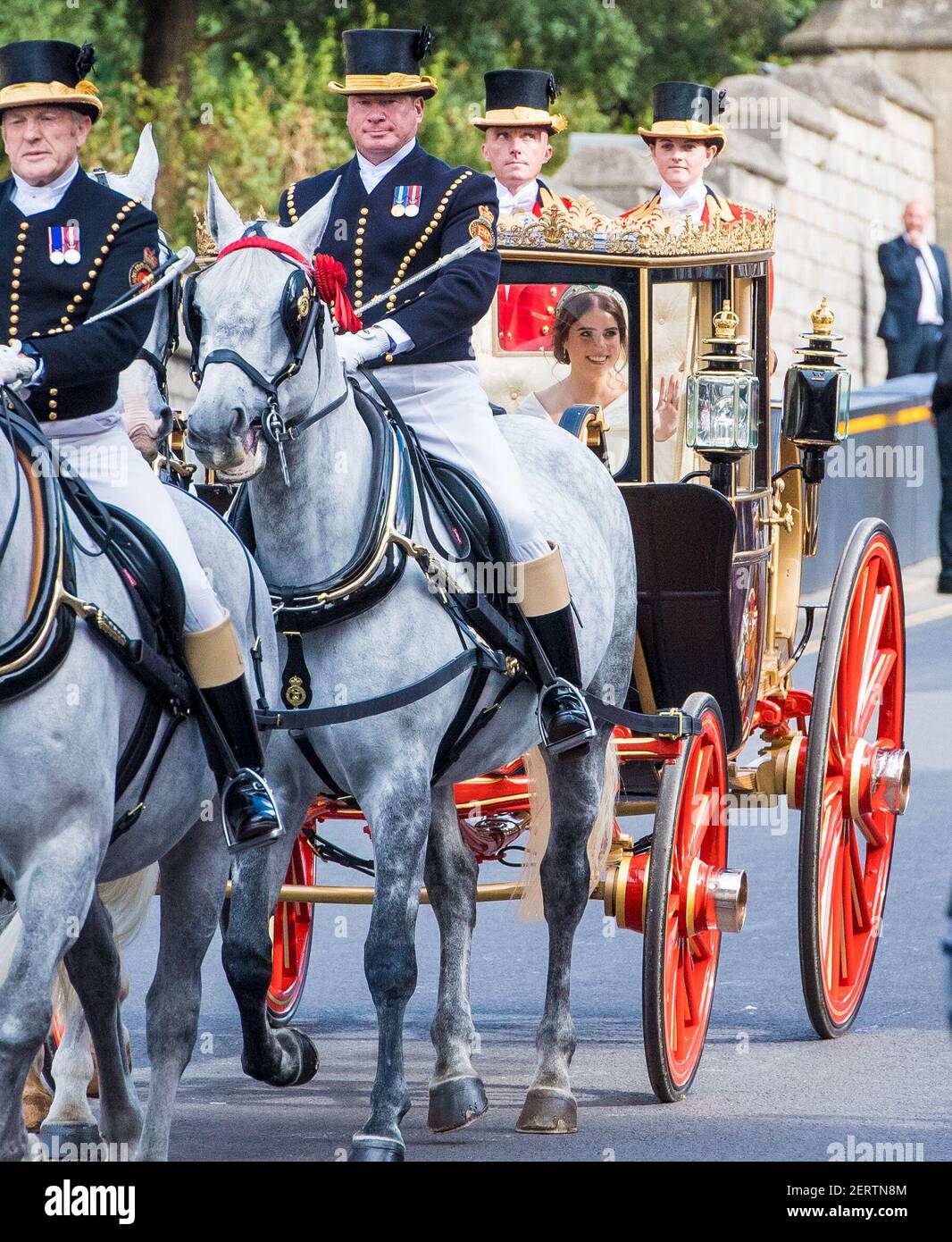 Princess Eugenie during the carriage procession after their royal ...