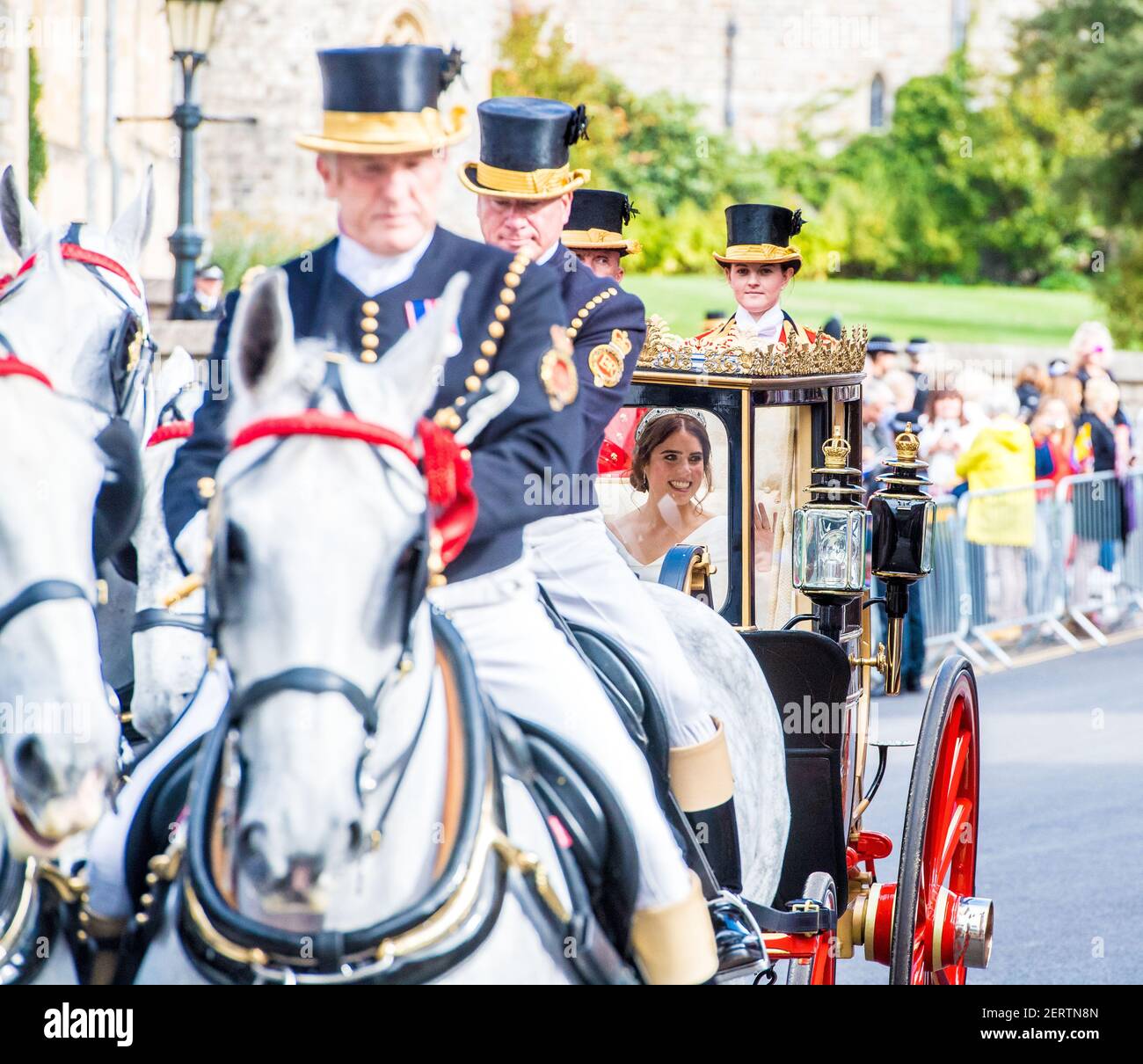 Princess Eugenie during the carriage procession after their royal ...