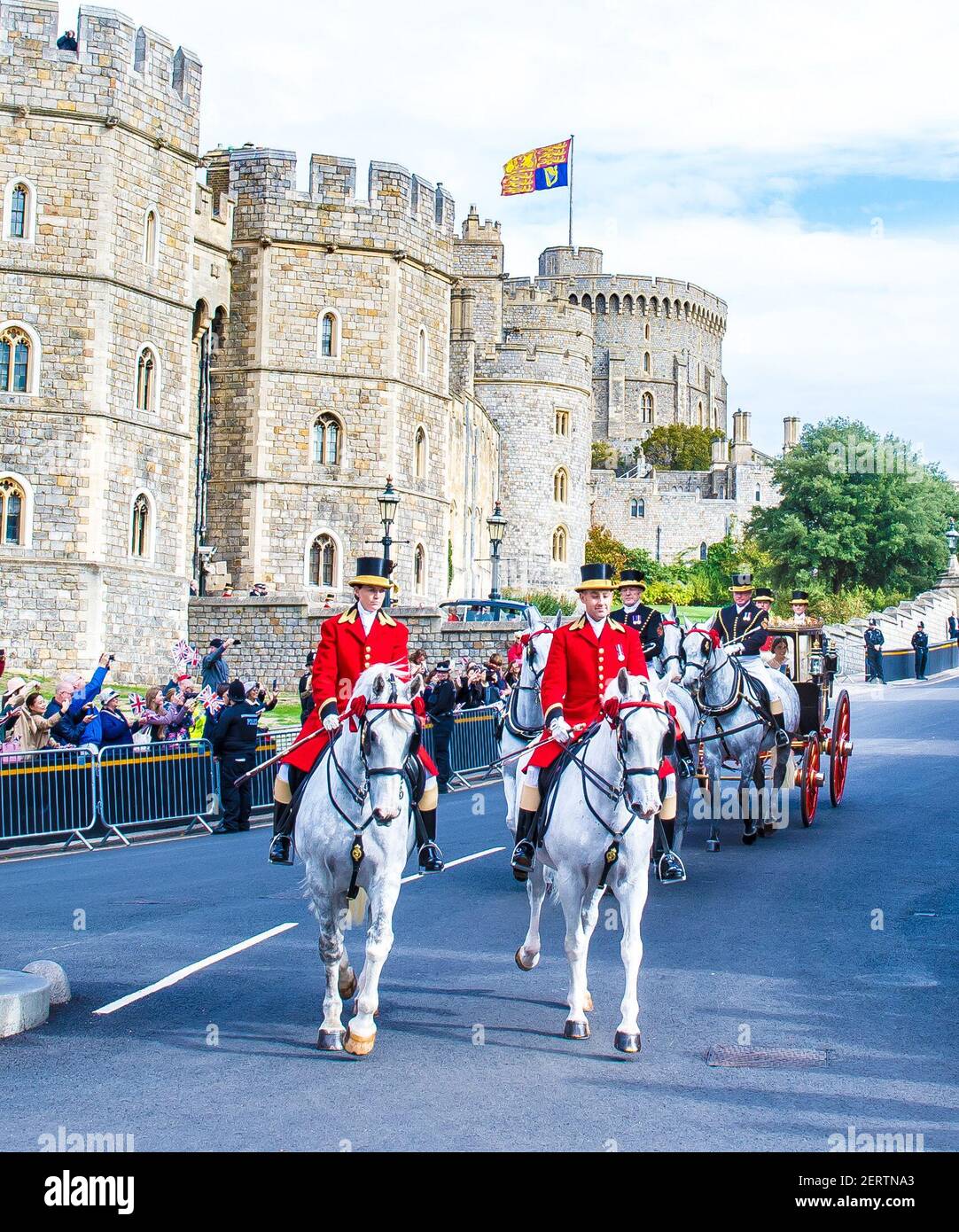 Princess Eugenie during the carriage procession after their royal ...