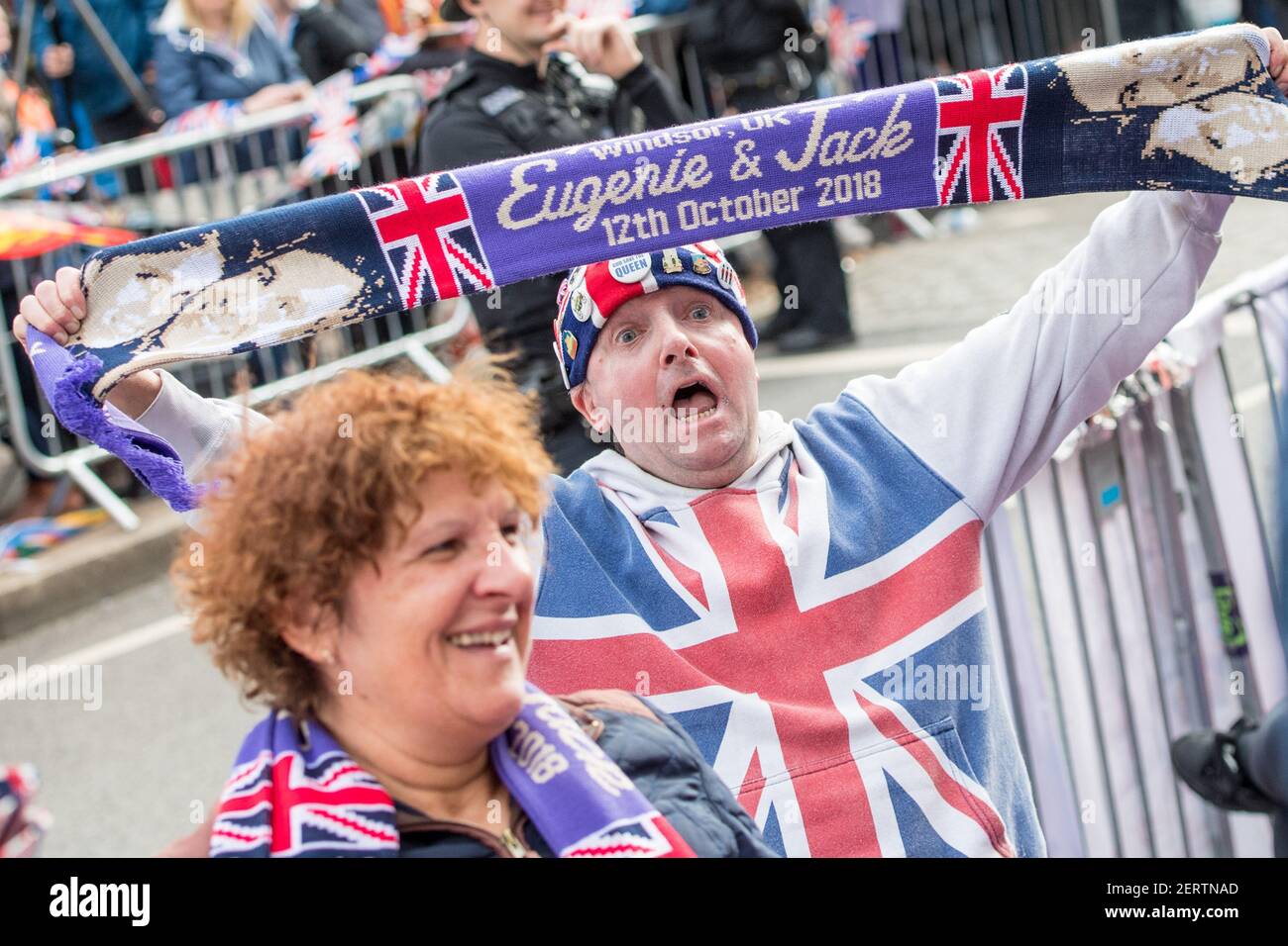 Man dressed in a union jack suit during the carriage procession after ...