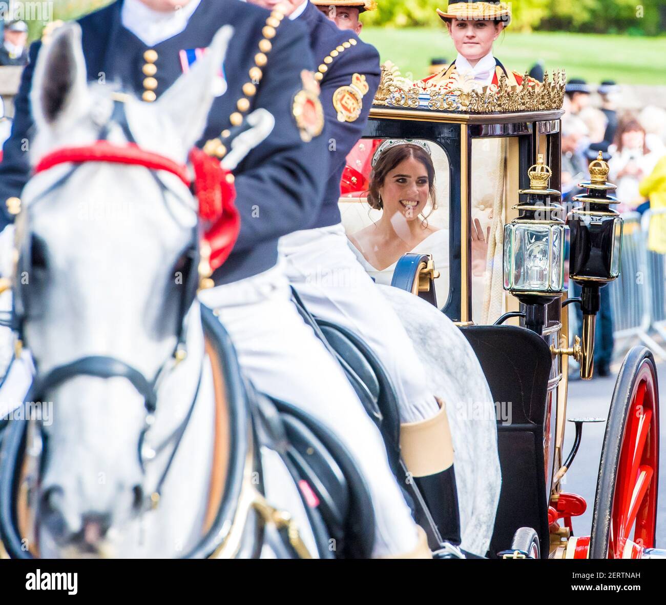 Princess Eugenie during the carriage procession after their royal ...