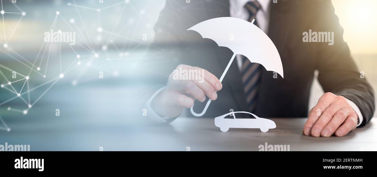 Symbol of auto coverage by a general agent Stock Photo - Alamy