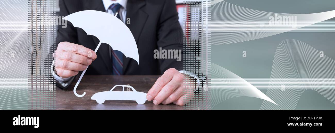 Symbol of auto coverage by a general agent Stock Photo - Alamy