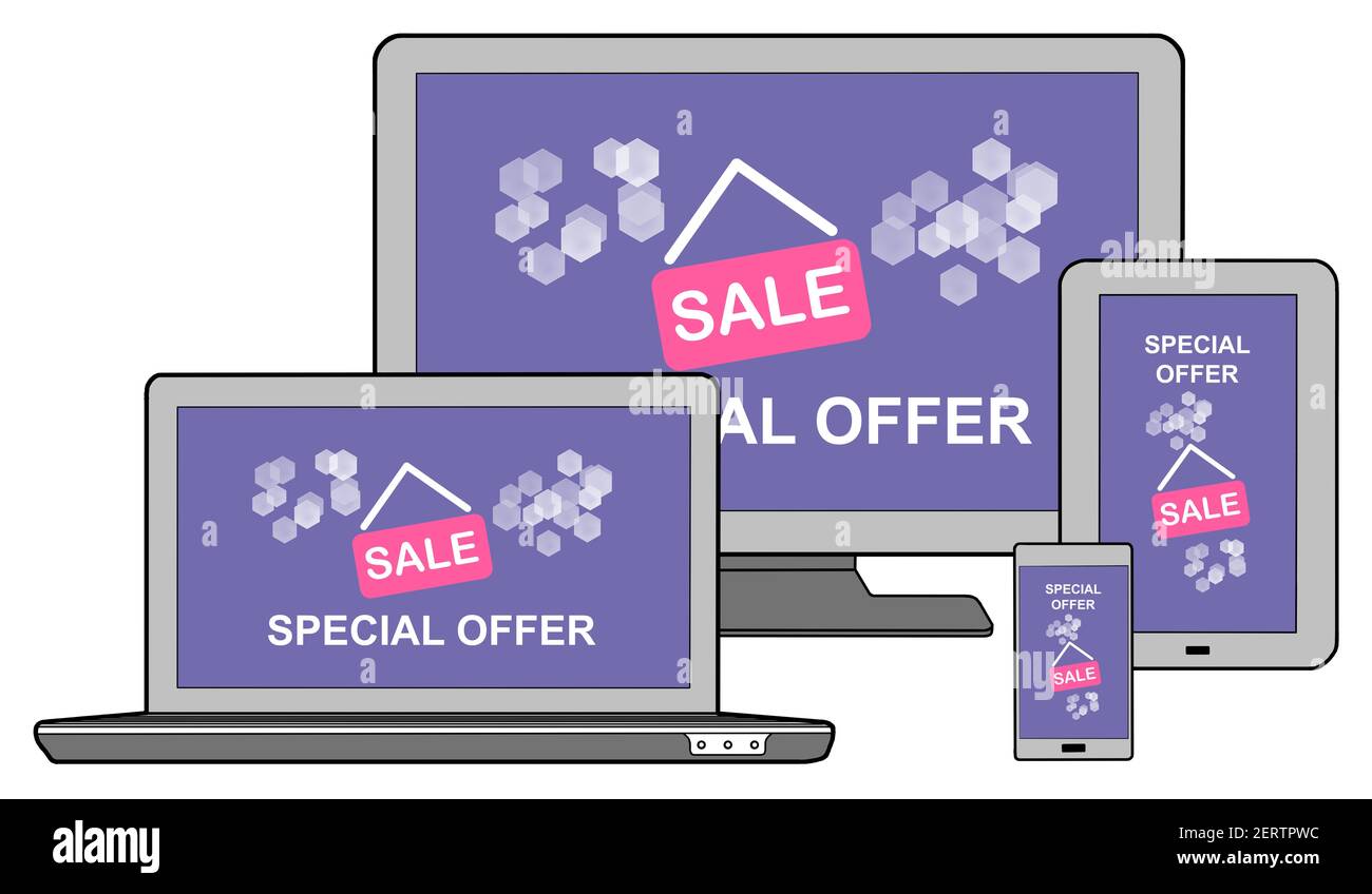 Special offer concept shown on different information technology devices ...