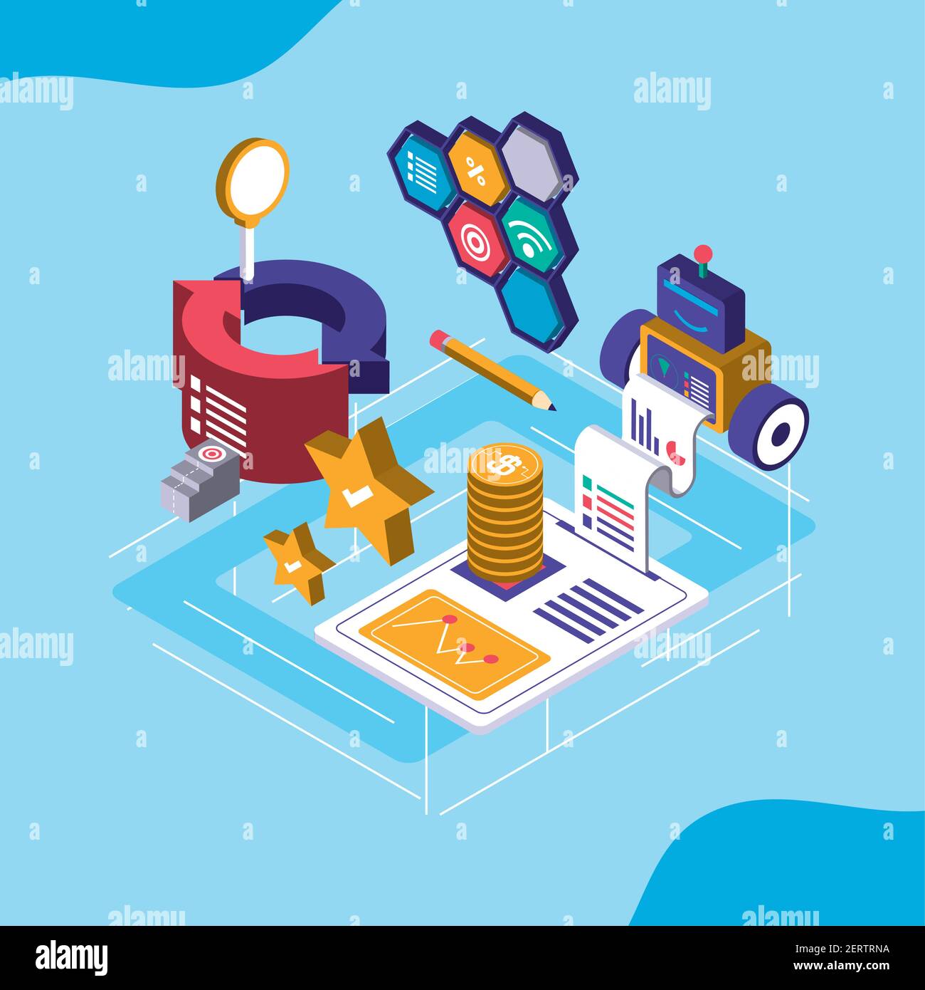 digital solutions transaction data financial report vector illustration ...