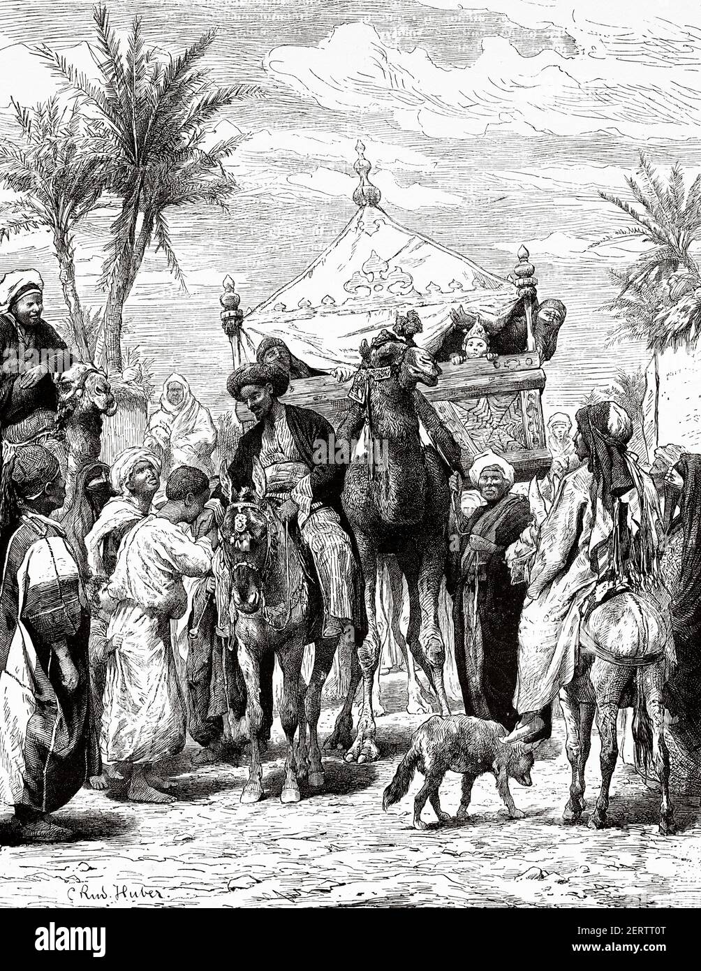 Pilgrims returning from the pilgrimage to Mecca, Egypt in XIX century ...