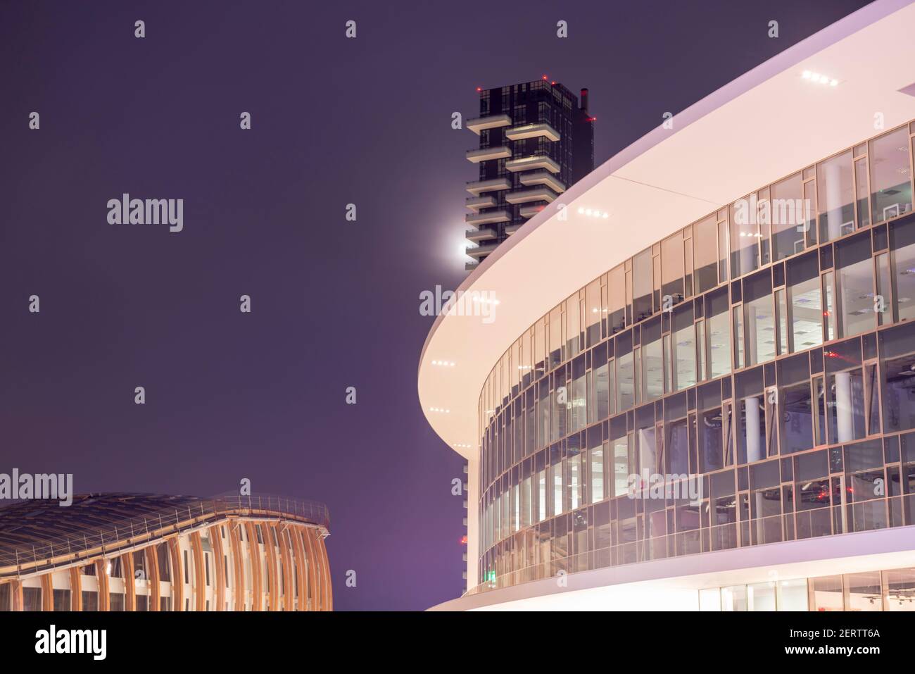 Skyscraper at Night with Moonlight in Milan, Italy Stock Photo - Alamy