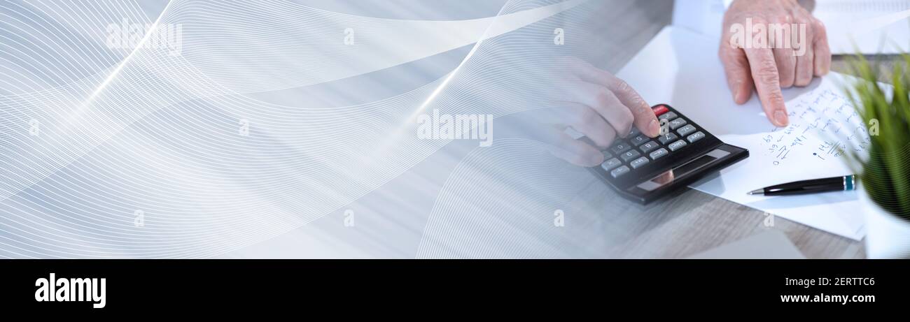 Male hands using calculator. concept of finance and economy; panoramic ...
