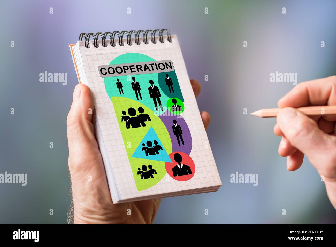 Hand drawing cooperation concept on a notepad Stock Photo - Alamy