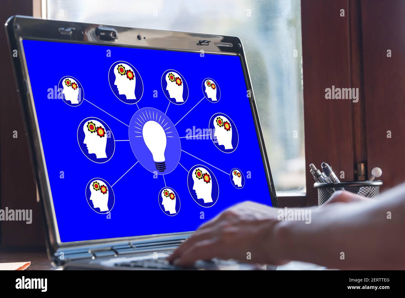 Laptop screen displaying a brainstorming concept Stock Photo - Alamy