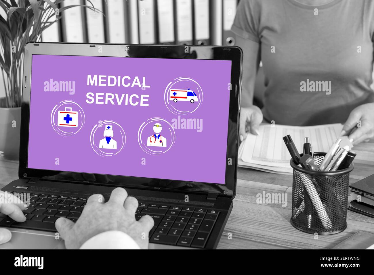 Laptop screen with medical service concept Stock Photo - Alamy