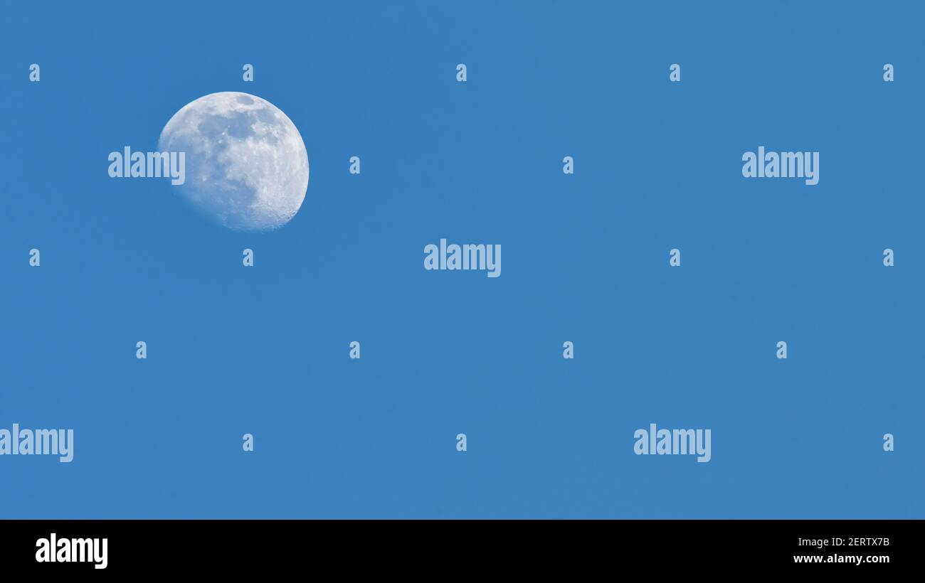 Large White Moon On A Clear Blue Sky Without Clouds Stock Photo - Alamy