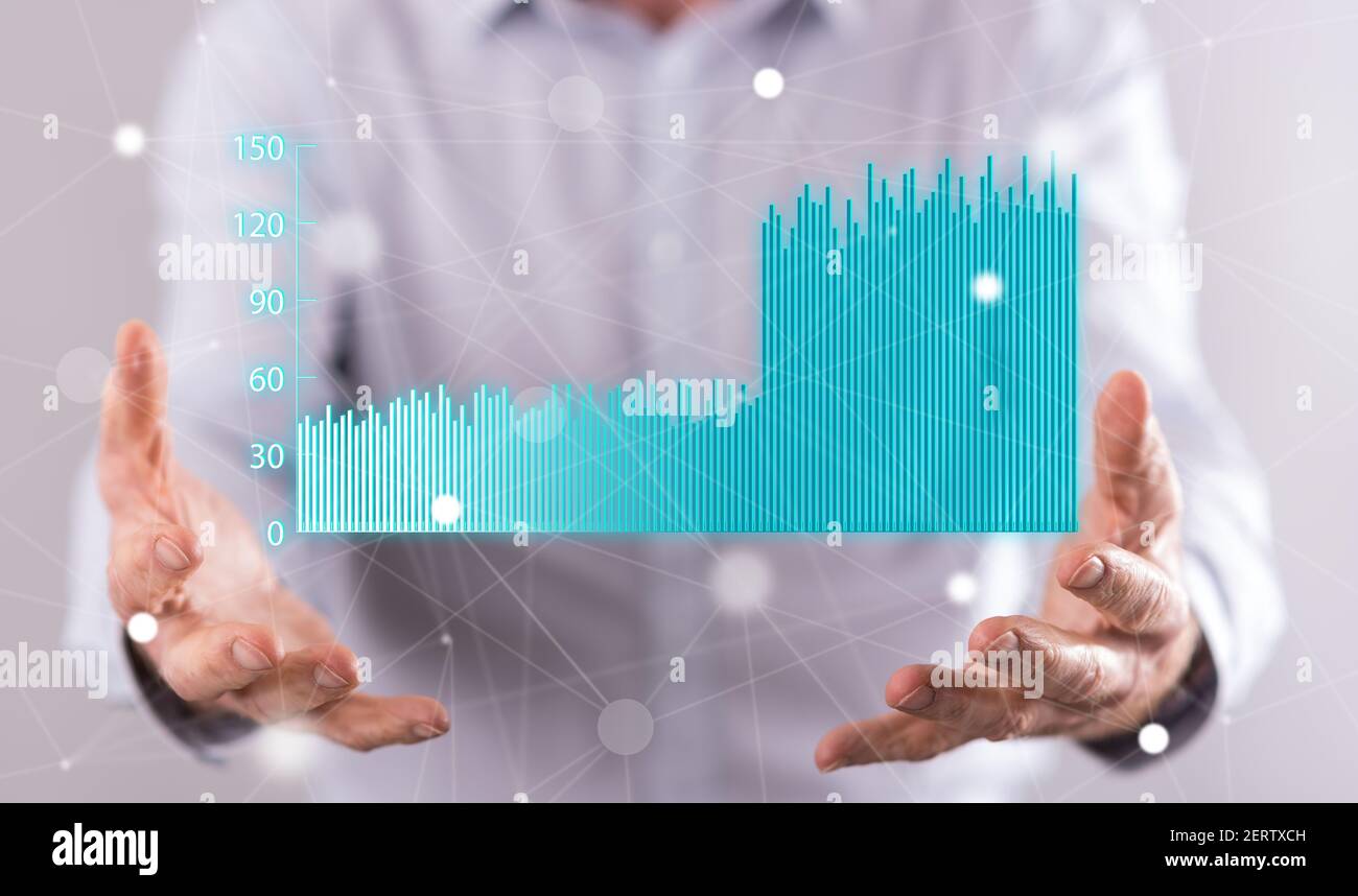 Business analysis concept above the hands of a man in background Stock ...