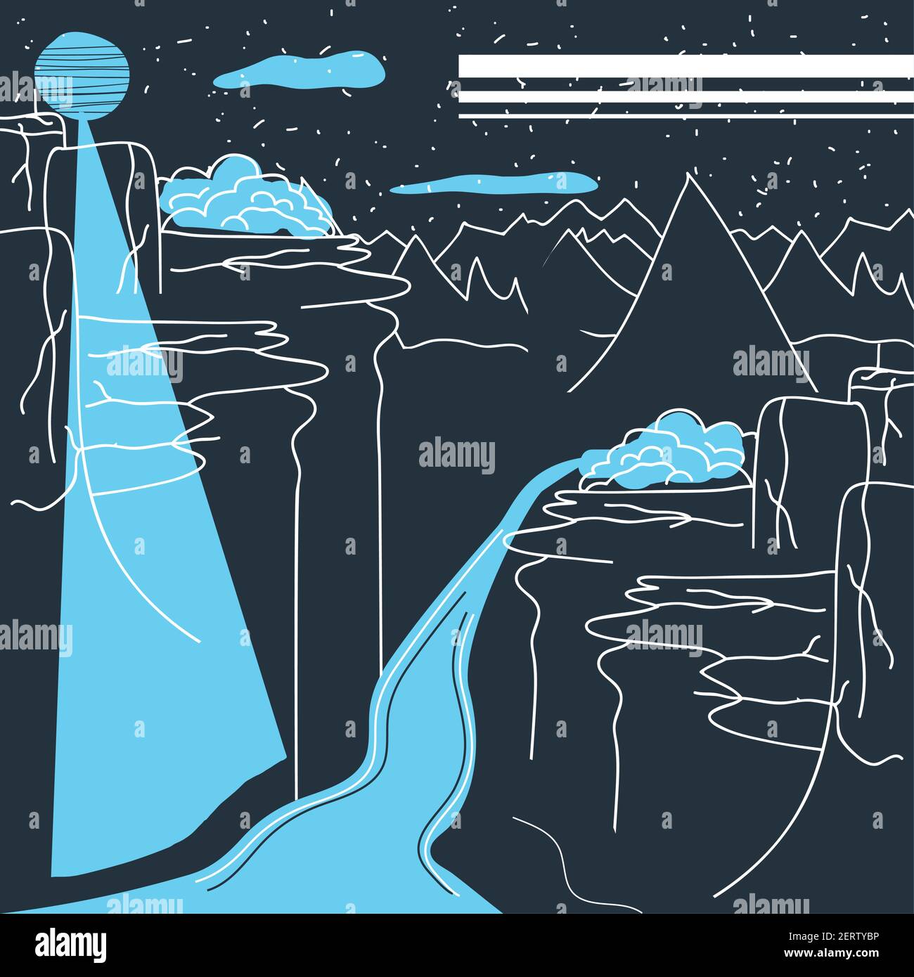 landscape waterfall mountains abstract cover Stock Vector Image & Art ...