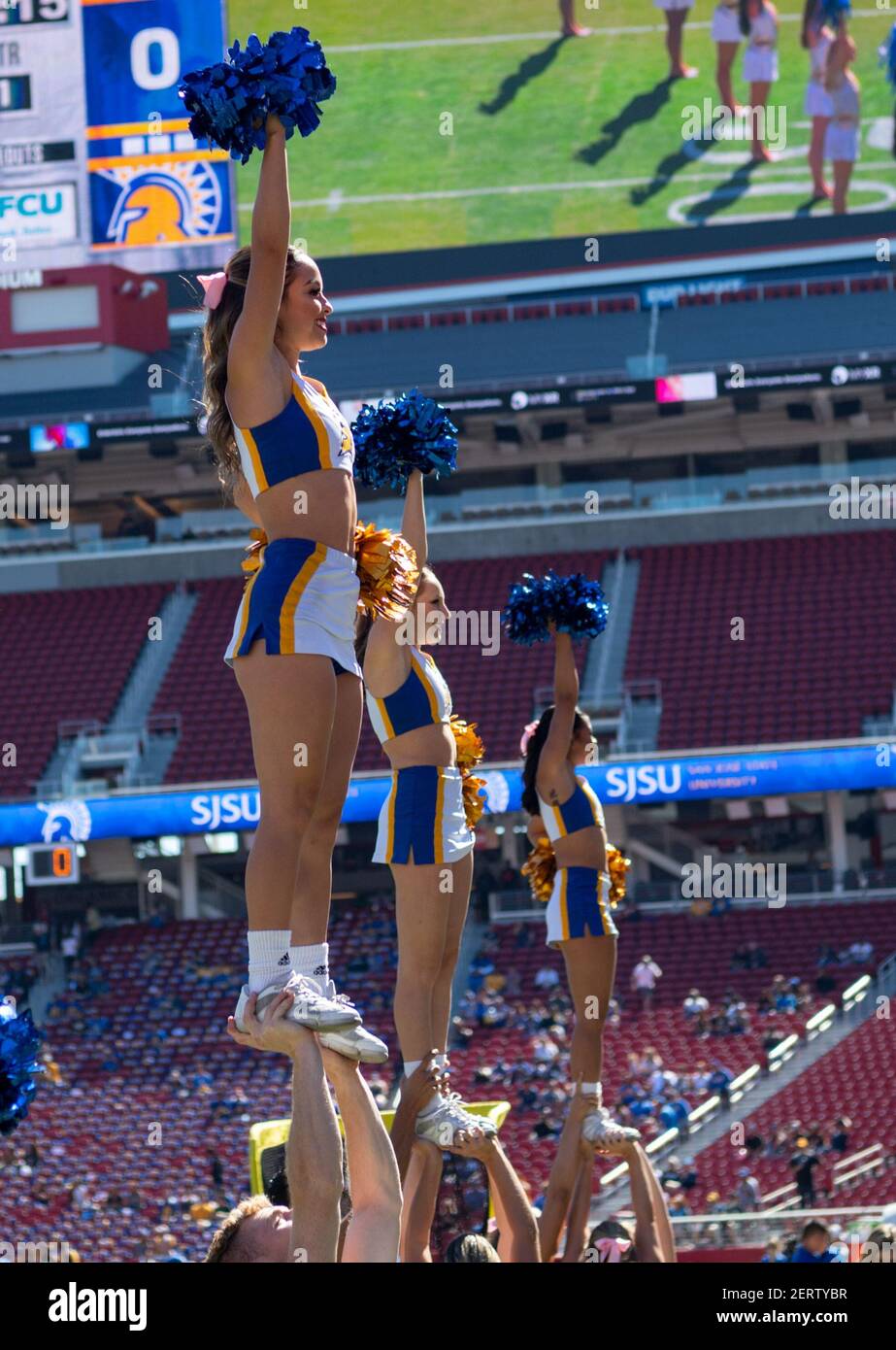 October 13, 2018: The San Jose State Spartans cheer squad fires up the ...