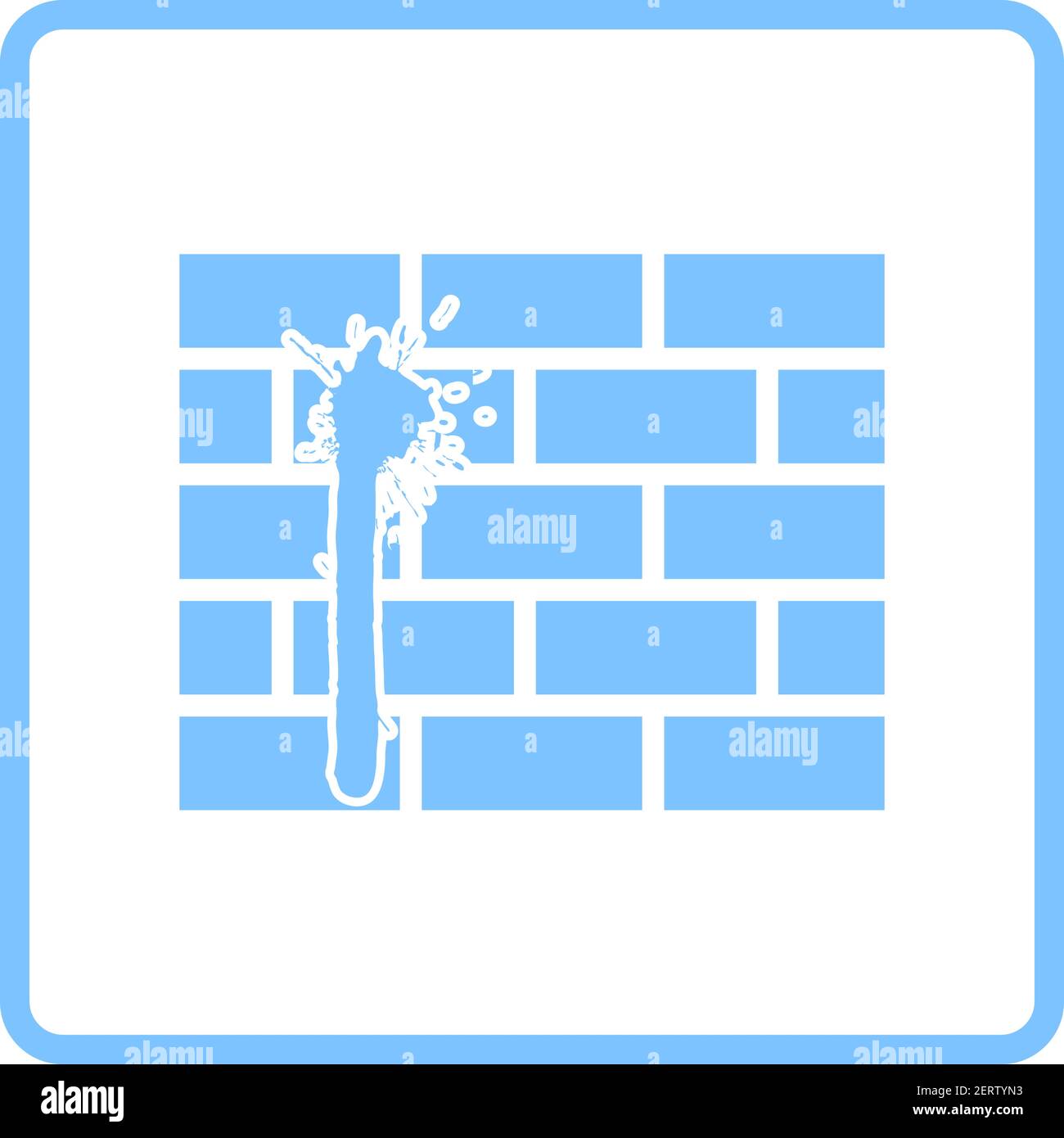Blood On Brick Wall Icon. Blue Frame Design. Vector Illustration Stock ...